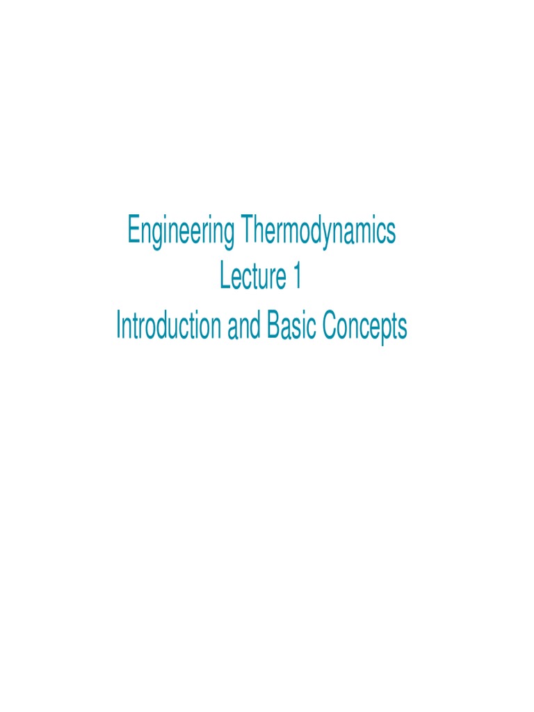 Engineering Thermodynamics Introduction and Basic Concepts | PDF | Temperature | Thermodynamic ...