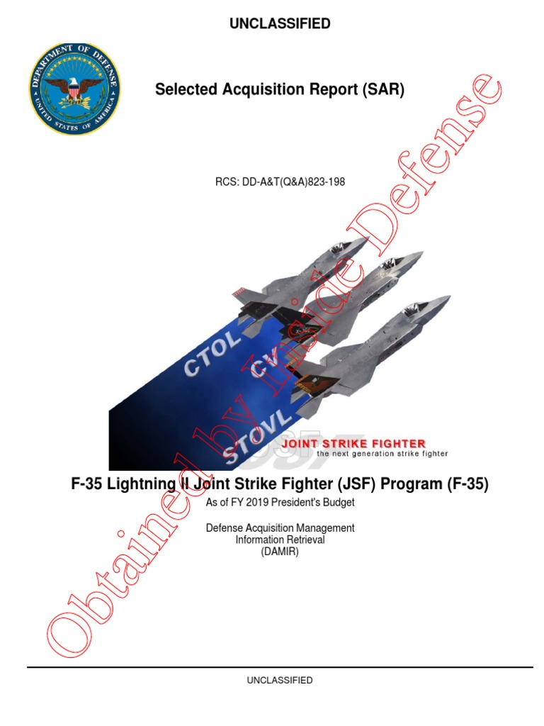 JSF Selected Acquisition Report FY19 (2017) | PDF | Lockheed Martin F ...