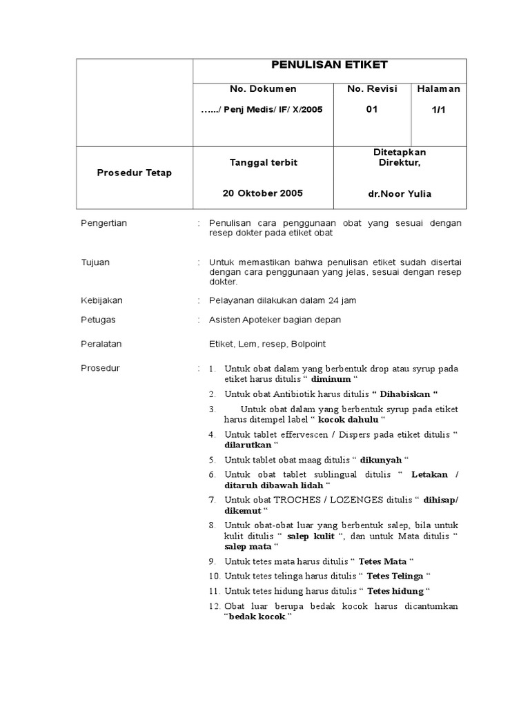 Sop Penulisan Etiket | PDF