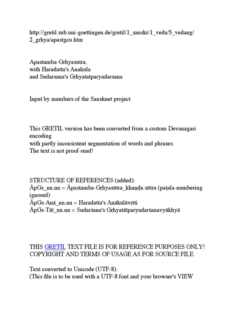 Apastamba Grha Sutras With Commentaries | PDF