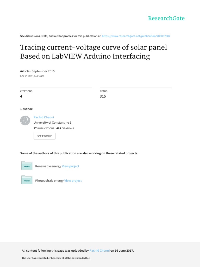 Tracing Current-Voltage Curve of Solar Panel Based | PDF ...