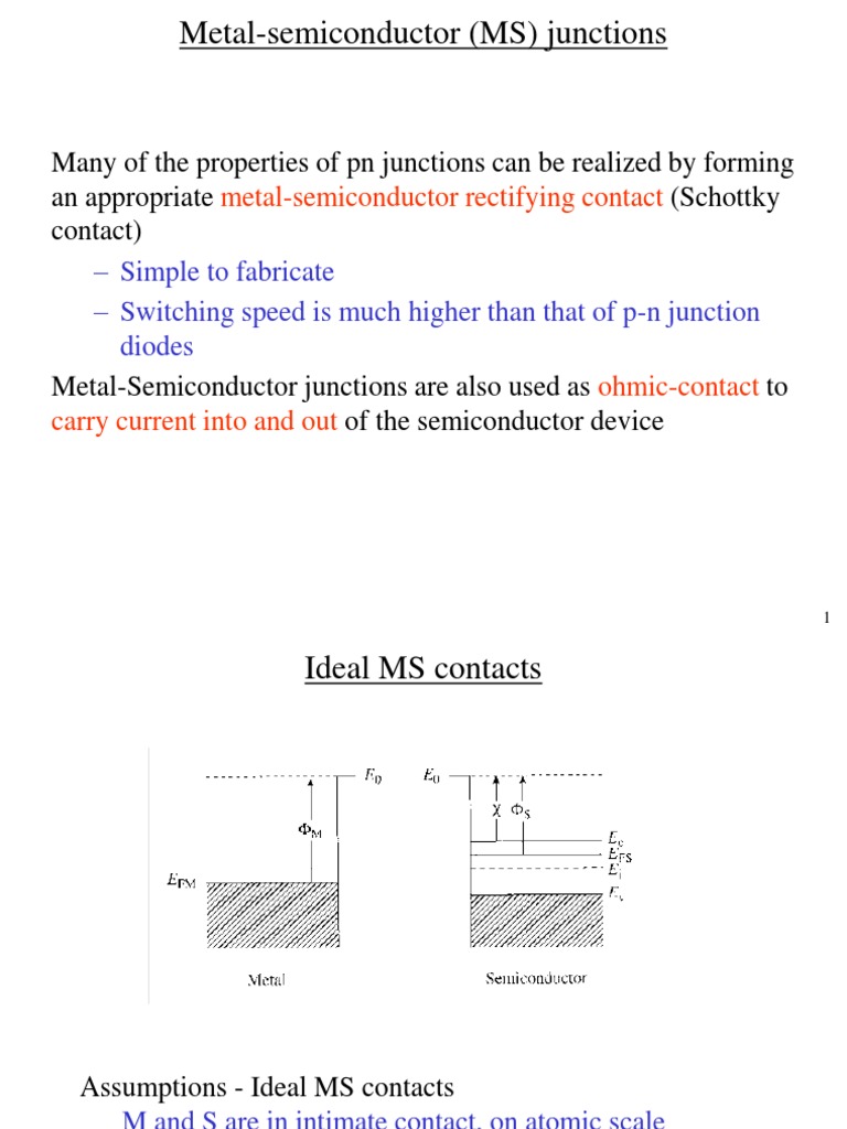 Metal Semiconductor Junctions | PDF | P–N Junction | Semiconductors