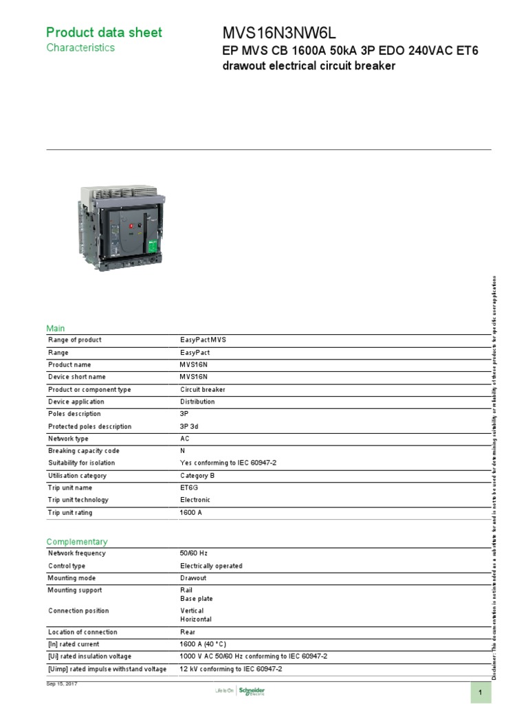 EasyPact MVS - MVS16N3NW6L | PDF | Alternating Current | Electric Power ...