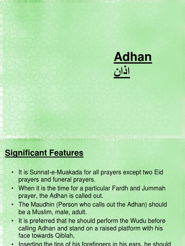 Adhan: Key Features and Practices | PDF | Religion & Spirituality