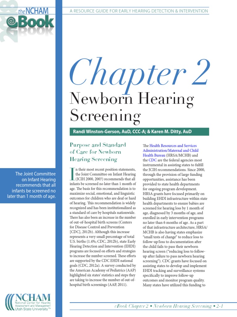 Newborn Hearing Screening Guidelines | PDF | Audiology | Neonatal ...