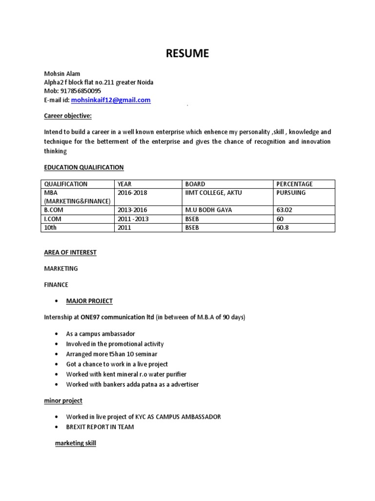 Resume: Career Objective | PDF