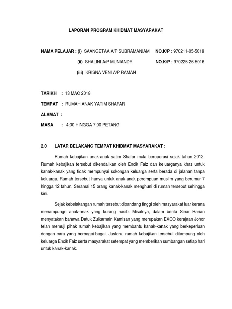 Laporan Program Khidmat Masyarakat | PDF