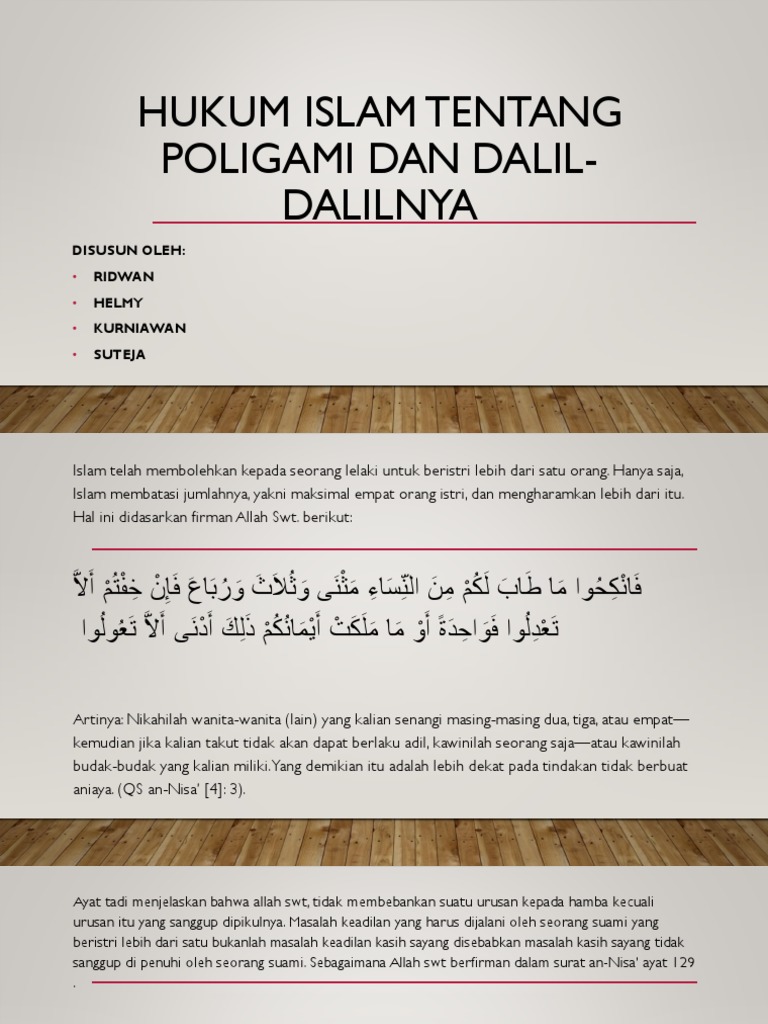 Hukum Islam Tentang Poligami Dan Dalil-Dalilnya | PDF
