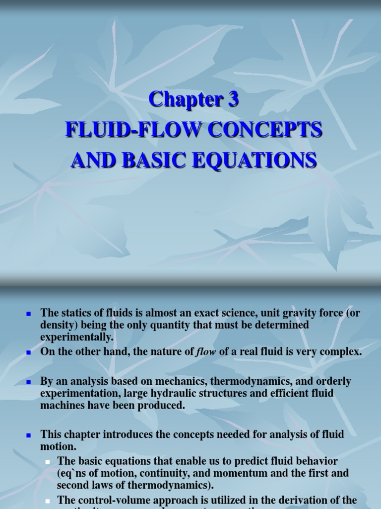 Fluid-Flow Concepts and Basic Equations | Download Free PDF | Fluid Dynamics | Momentum