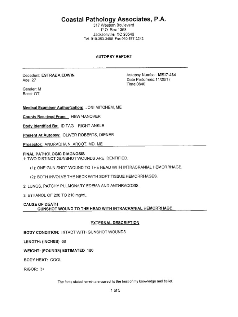 Edwin Estrada Autopsy | PDF