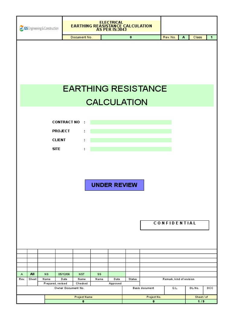 Earthing Resistance Calculations Is 3043 | PDF | Electrical Resistivity ...