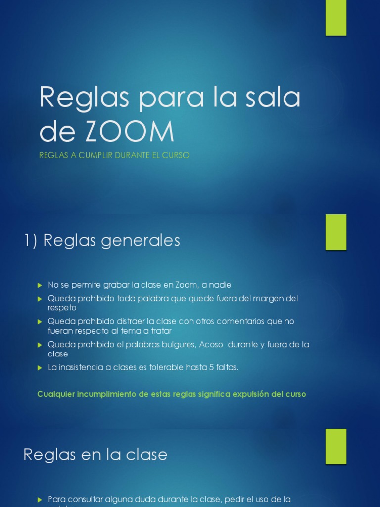 Reglas Para La Sala de ZOOM