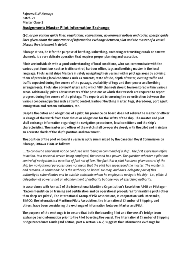 4-Master Pilot Exchange Trés Important | Download Free PDF | Maritime ...