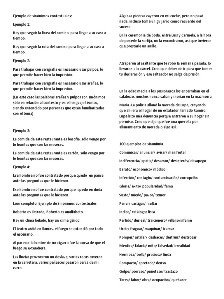 Ejemplo de Sinónimos Contextuales | Connotación | Alergia