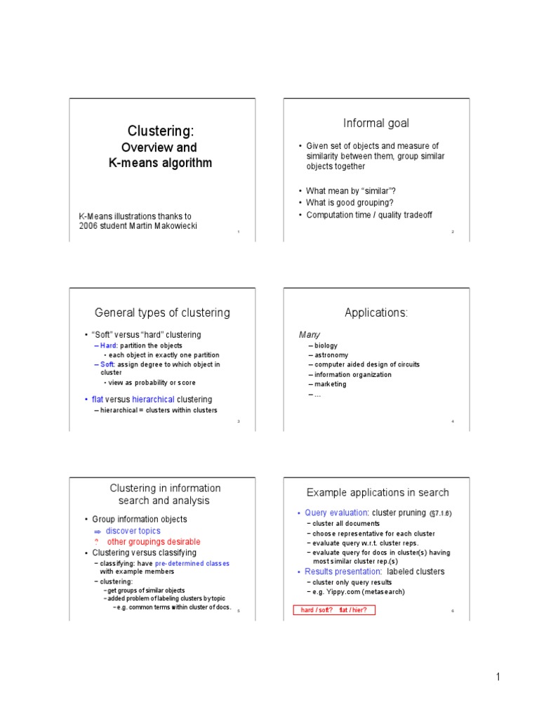 Soft Vs Hard Clustering | PDF | Cluster Analysis | Algorithms