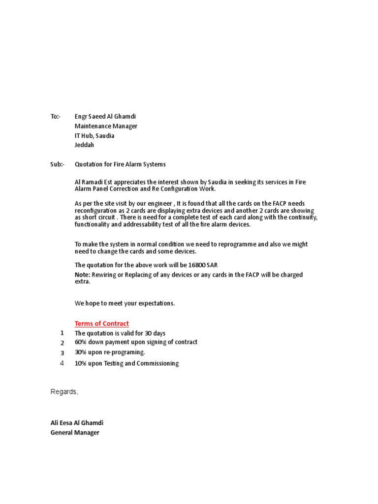 Fire Alarm System Quotation Details | PDF | Technology & Engineering