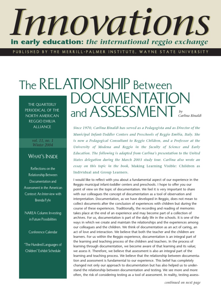 Relation Between Documentation and Assessment, CARLA RINALDI | PDF ...