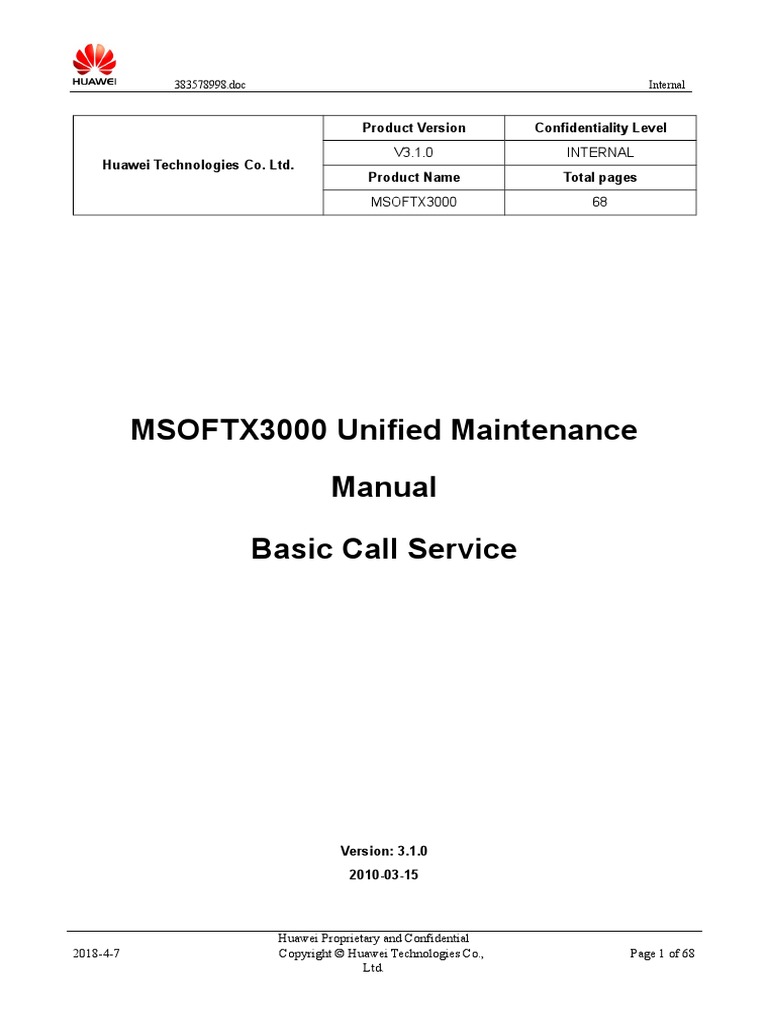 MSOFTX3000 Unified Maintenance Manual - Baic Call Service-V3.1.0 | PDF ...