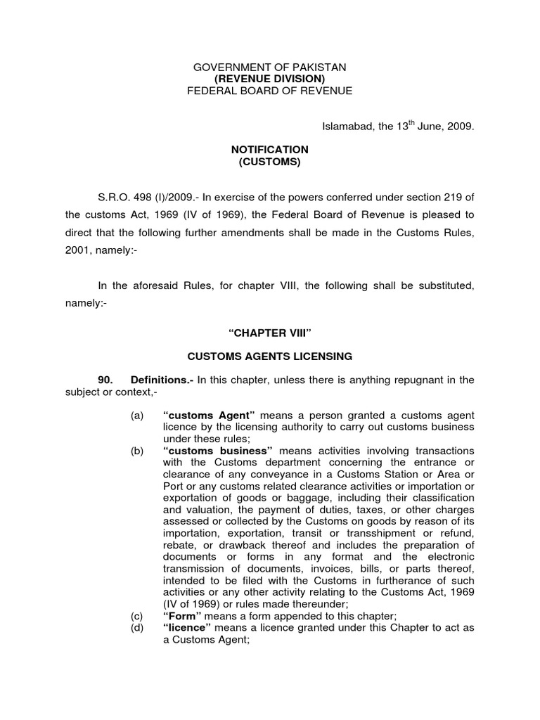 Custom Clearing Agent Rule | PDF | License | Customs