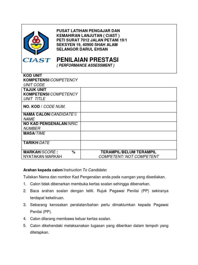 Penilaian Prestasi - Template | PDF