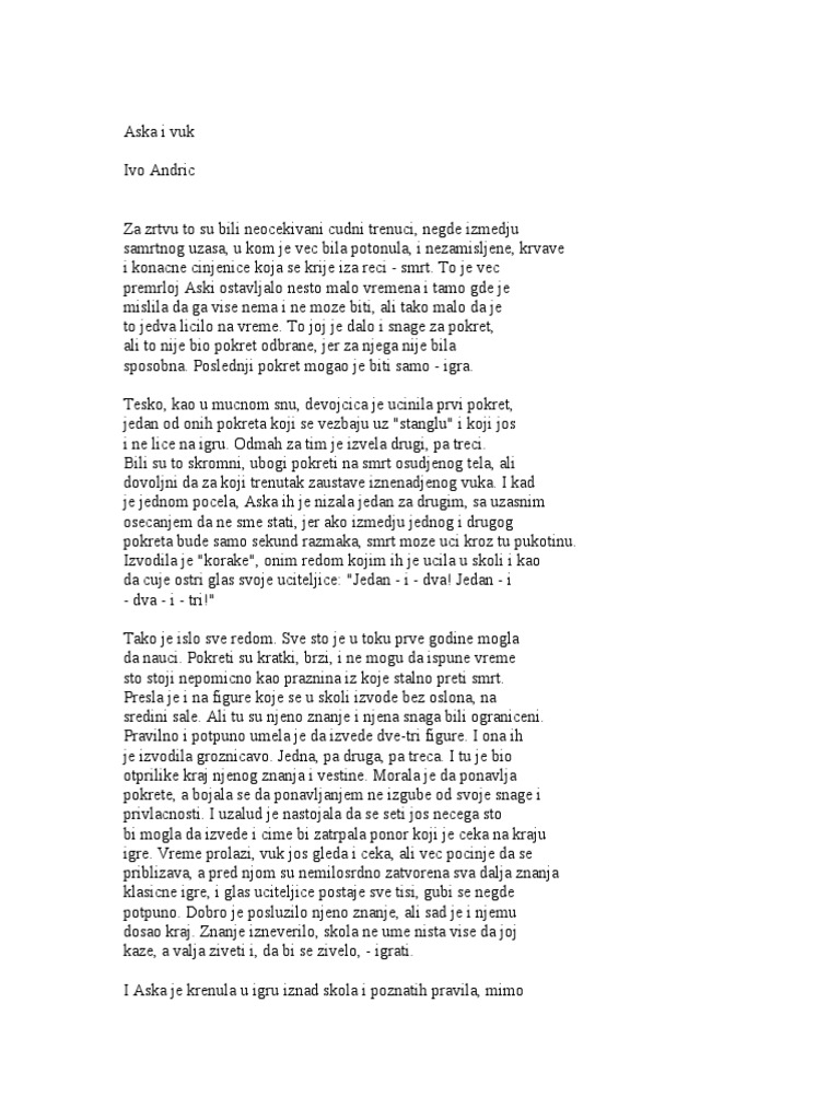 Ivo Andrić - Aska I Vuk PDF | PDF