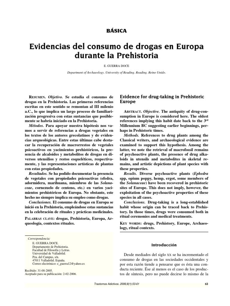 Elisa Guerra Doce Drogas en La Prehistoria Europea | PDF | Drogas ...