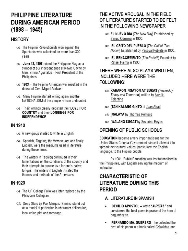 Philippine Literature During American Period | Philippines | Poetry