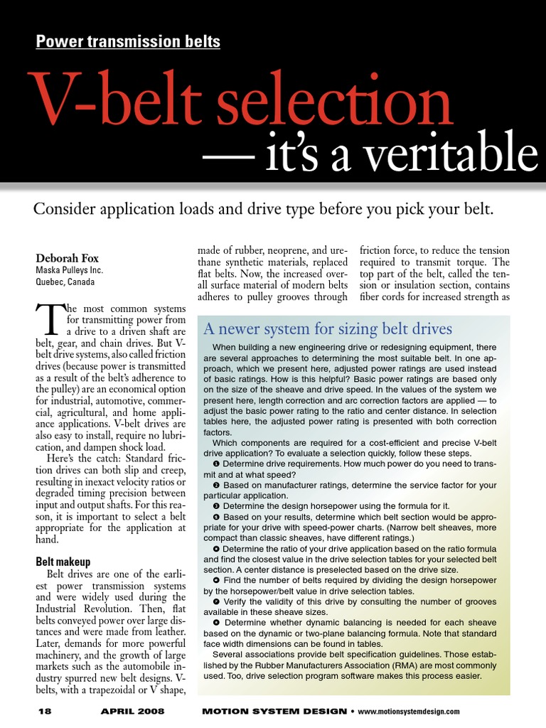 Selecting V-Belts for Short Distances | PDF | Belt (Mechanical ...