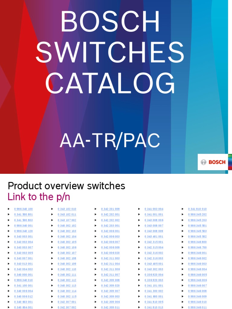 Bosch Switches Catalog | PDF