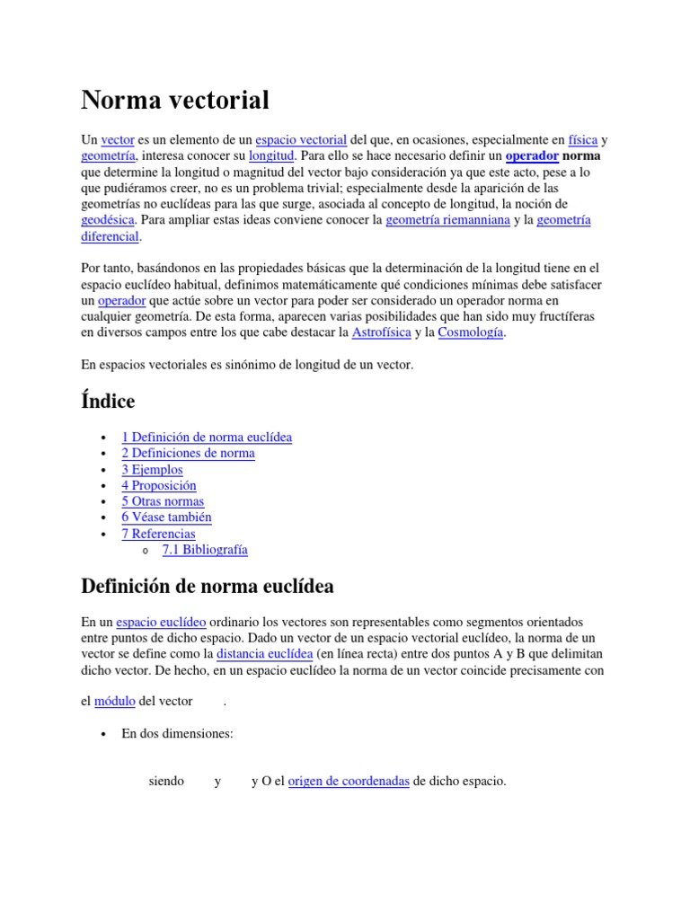 Norma Vectorial | PDF | Norma (Matemáticas) | Espacio