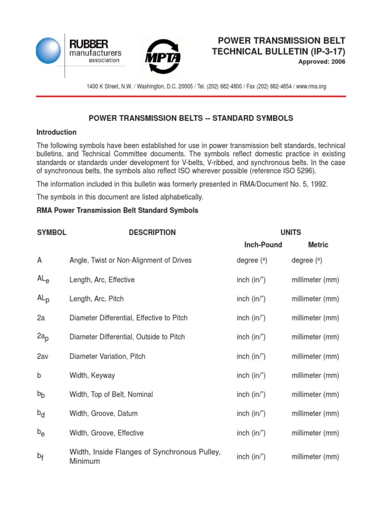 Power Transmission Belts - Standard Symbols | PDF | Belt (Mechanical ...