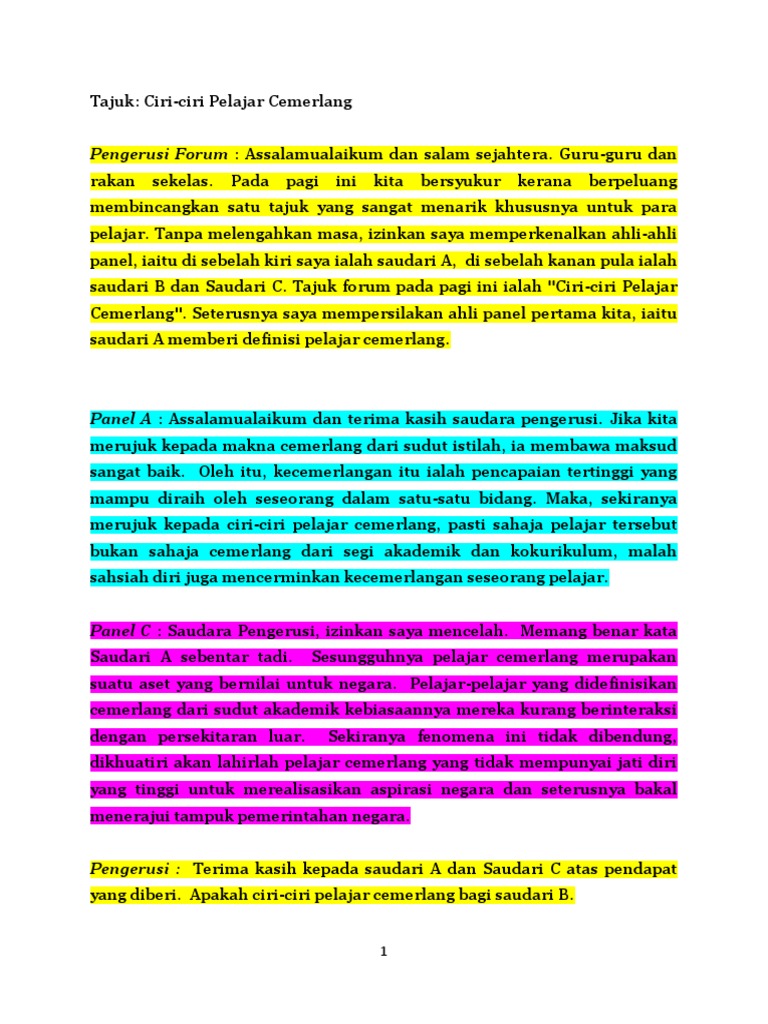 Ciri Pelajar Cemerlang | PDF