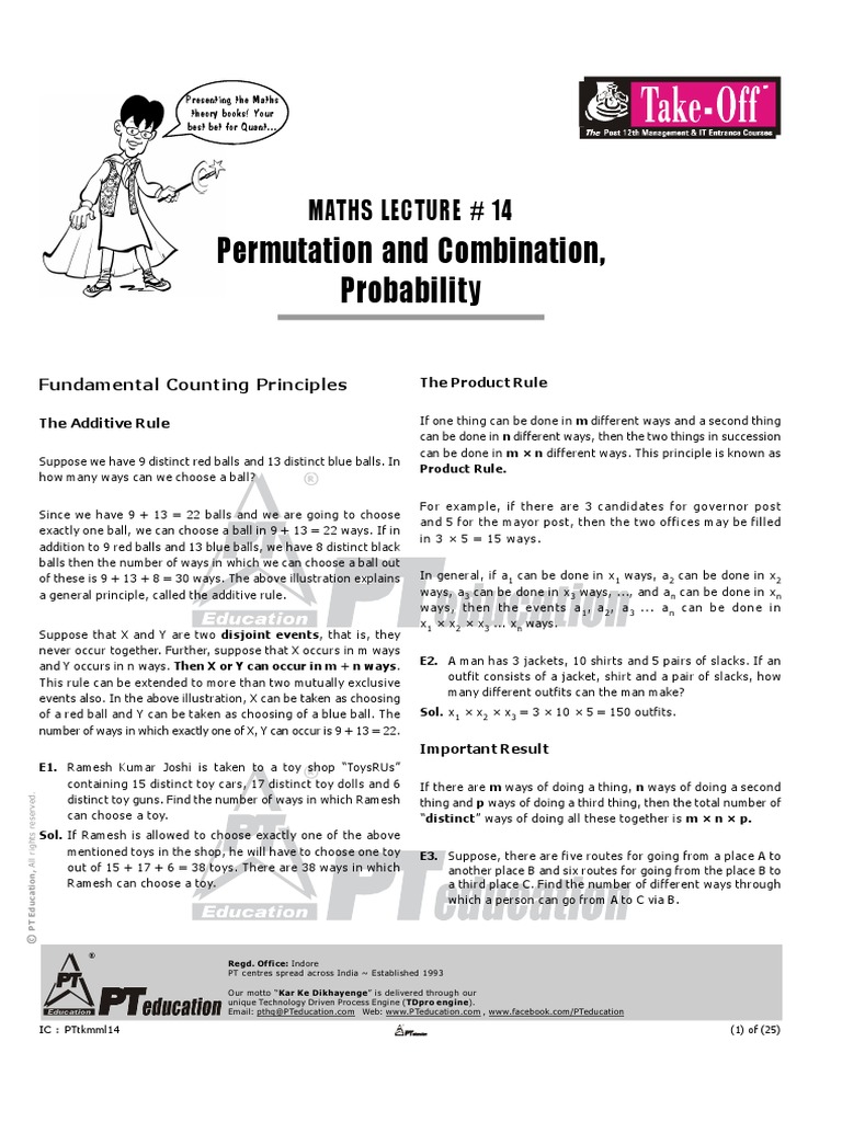 Permutation and Combination, Probability: Maths Lecture # 14 | PDF | Permutation | Function ...