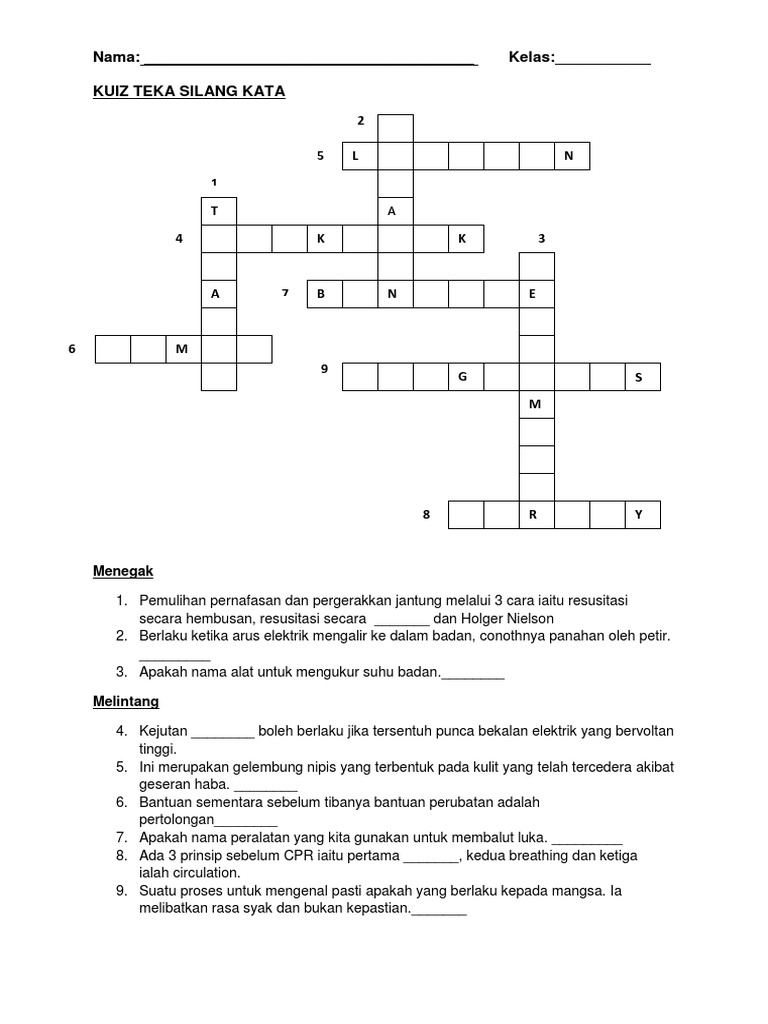 Kuiz Teka Silang Kata Safety | PDF
