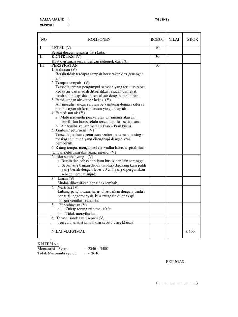 Form Ikl Tempat Ibadah Masjid | PDF