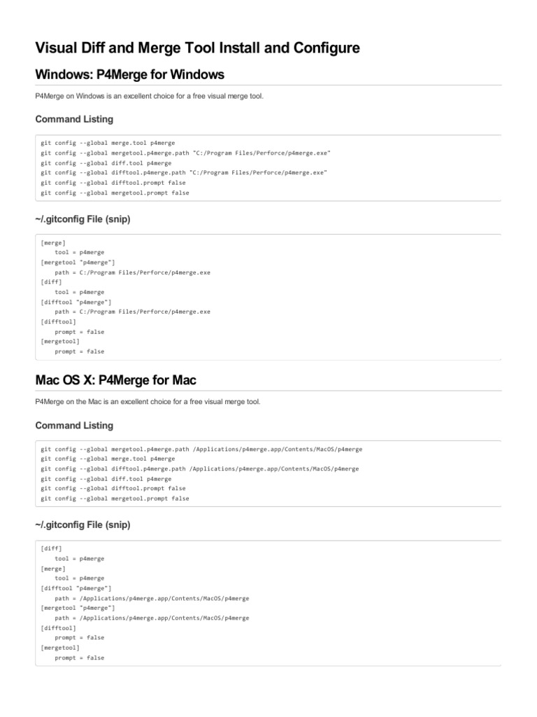 Visual Diff and Merge Tool Install and Configure: Windows: P4Merge For Windows | PDF
