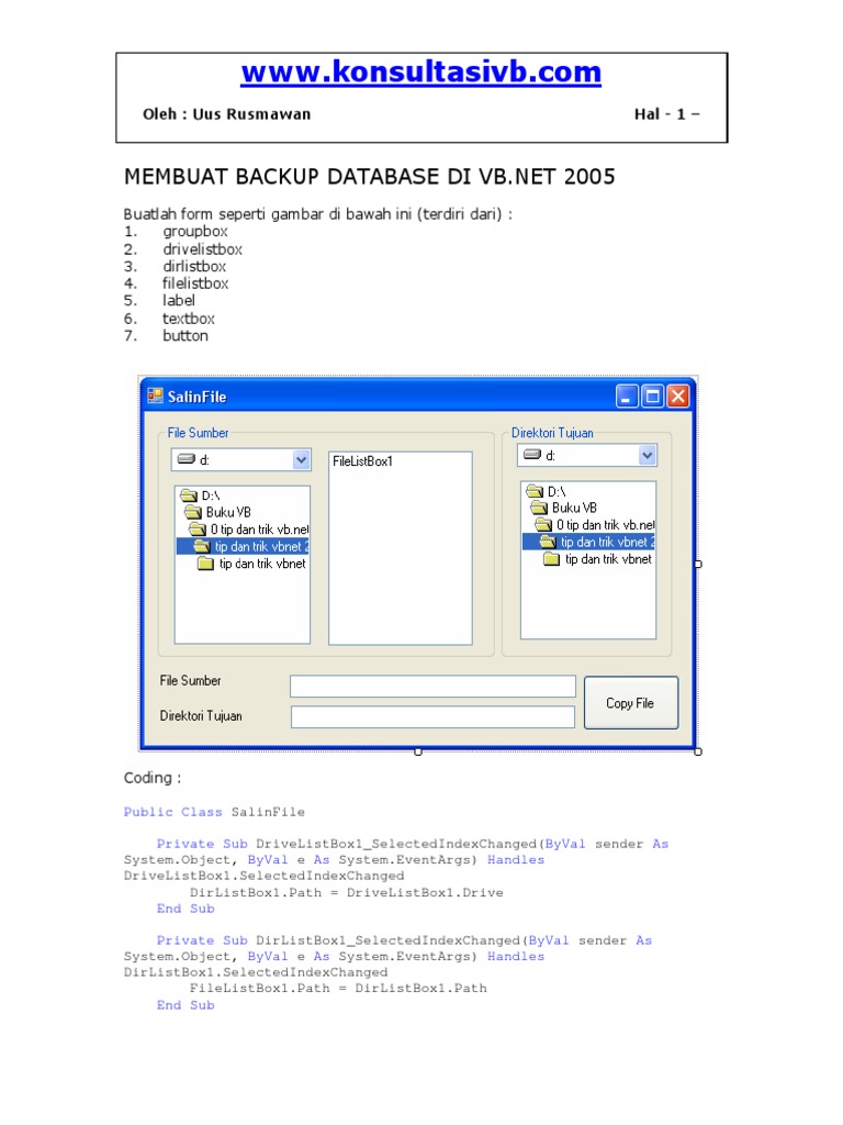 VB.NET 2005 Database Backup Guide | PDF | Filename | Information ...