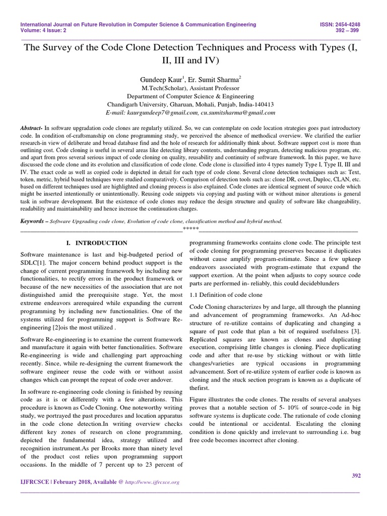 Code Clone Detection Techniques Survey | PDF | Source Code | Computer ...