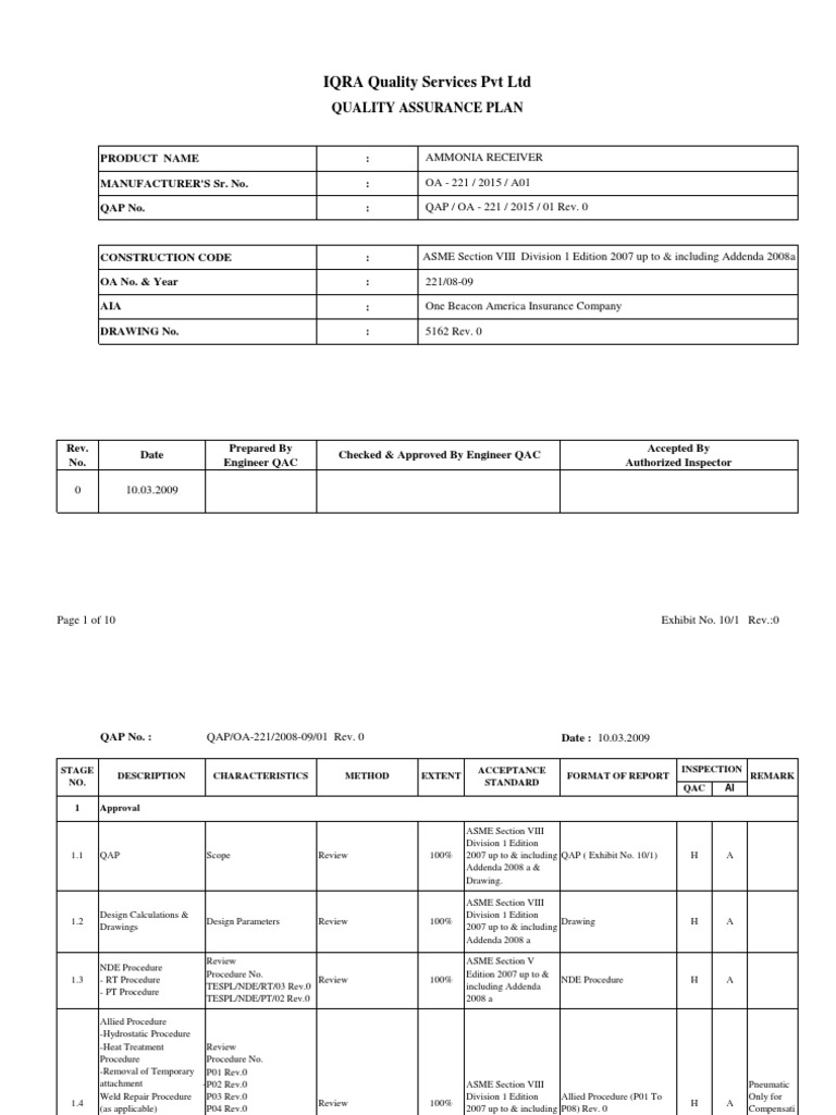 QAP | Welding | Mechanical Engineering
