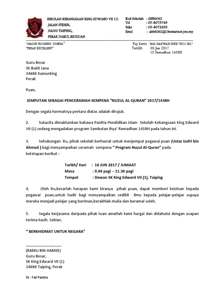 Surat Jemputan Penceramah | PDF