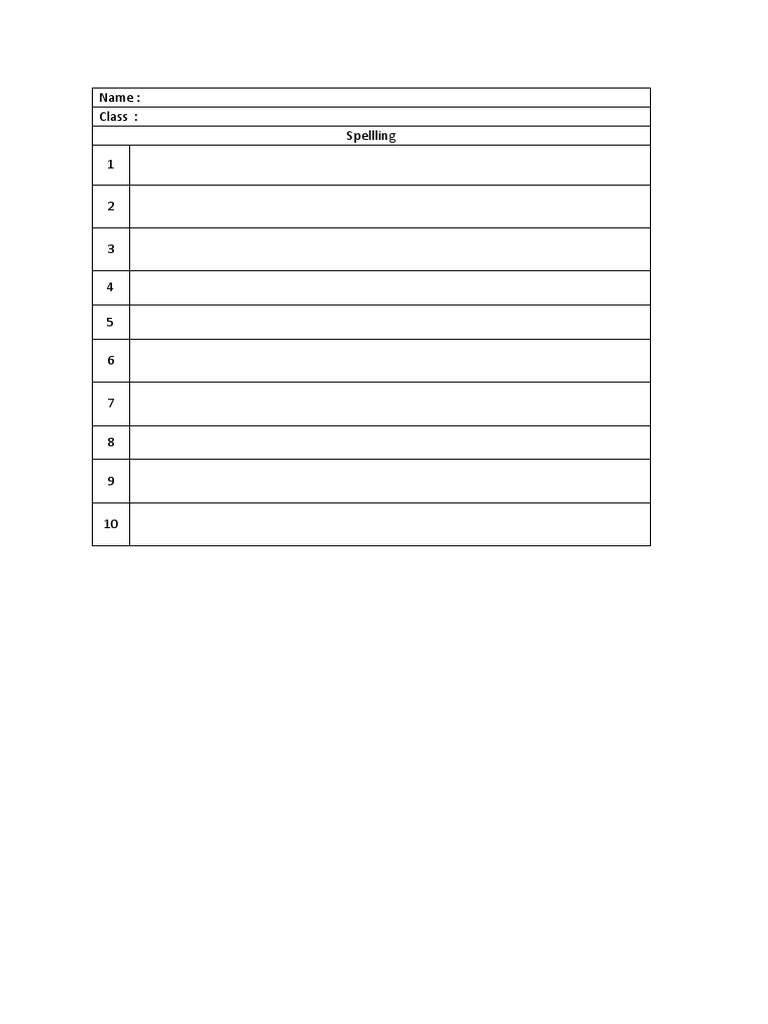 Spelling Sheet | PDF | Spelling | Orthography