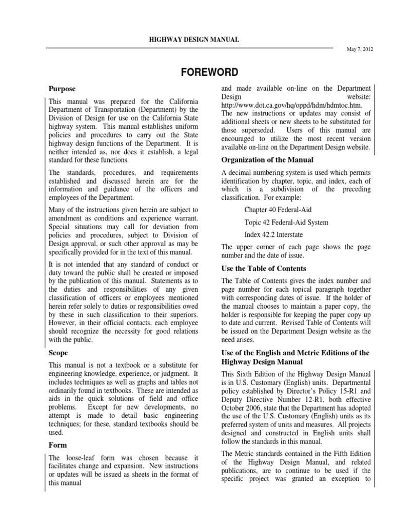 Caltrans Highway Design Manual 2016 | PDF | Interchange (Road) | Traffic