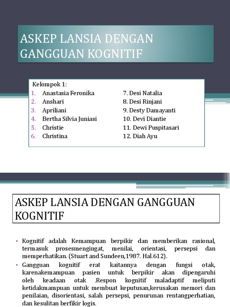 Askep Lansia Dengan Gangguan Kognitif | PDF | Pengembangan Diri | Sains & Matematika
