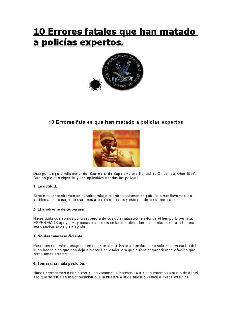 10 Errores Fatales de Un Policia | PDF | Policía | Munición
