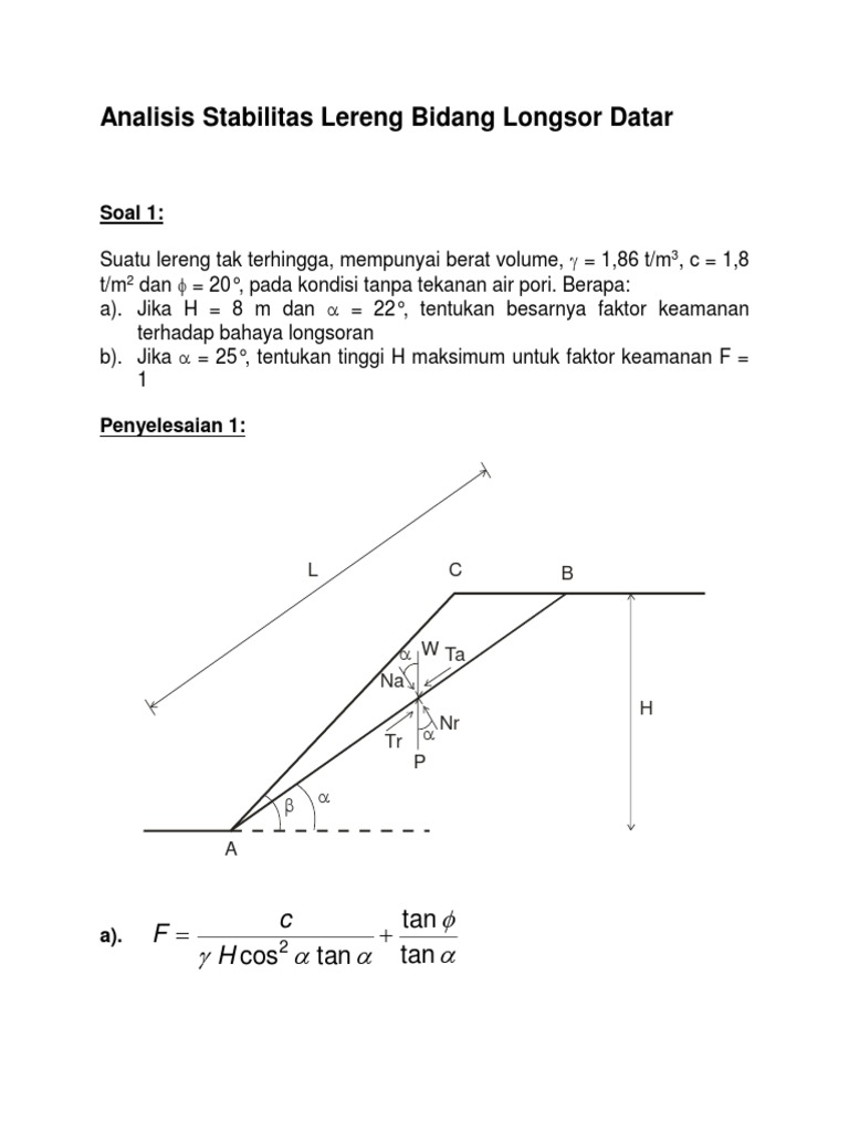 Stabilitas Lereng-Latihan Soal | PDF | Sains & Matematika