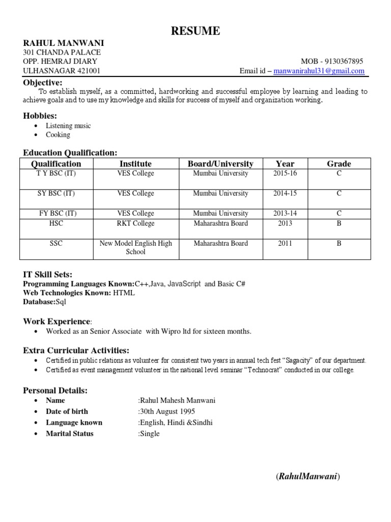 Rahul Resume | PDF