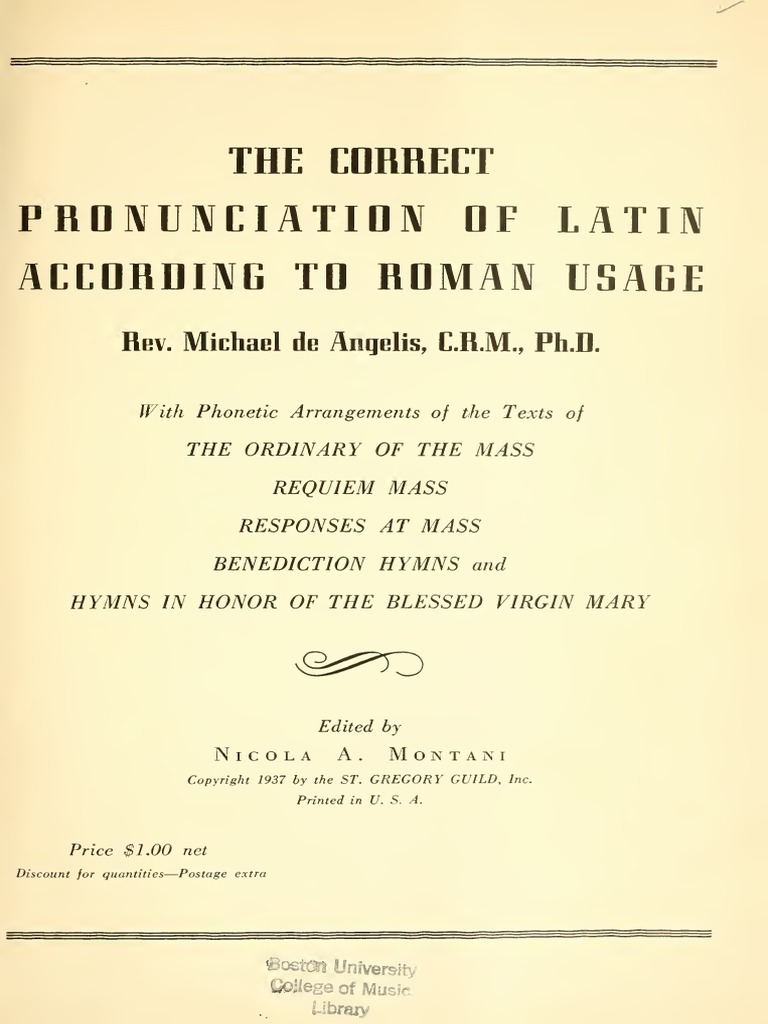 Correct Pronunciation of Latin According To Roman Usage | PDF ...