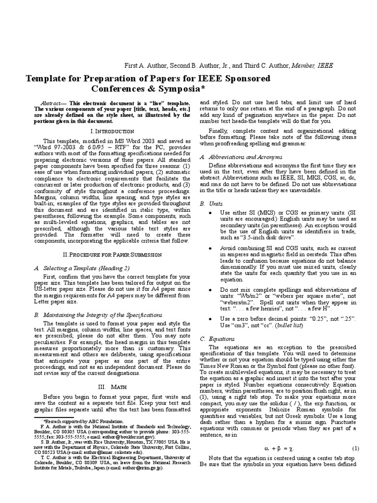 Template For Preparation of Papers For IEEE Sponsored Conferences ...