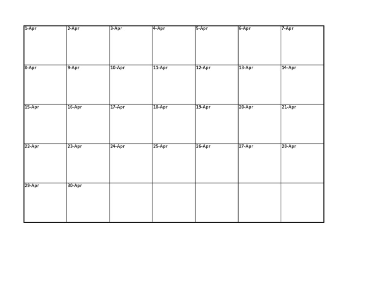 April Calendar Template 00201201 | PDF
