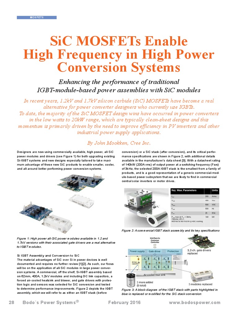 MosfetSIC, Trad Enable High Frequency in High Power Conversion Systems ...